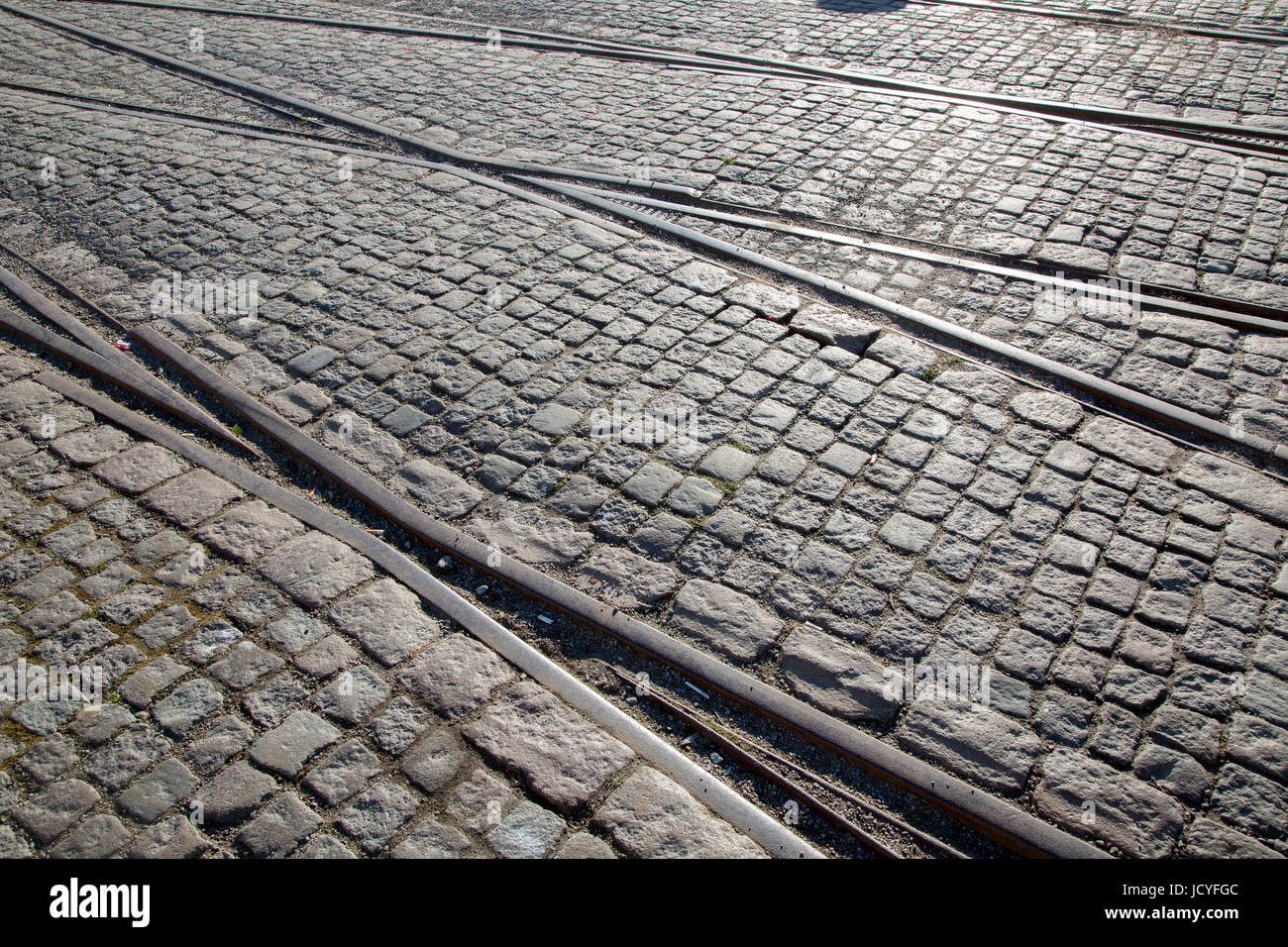 Tram track railway tram cobble stone hi-res stock photography and ...