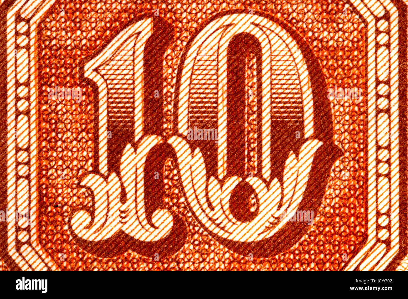 Detail from a 10kc Czech banknote showing the number 10 Stock Photo - Alamy
