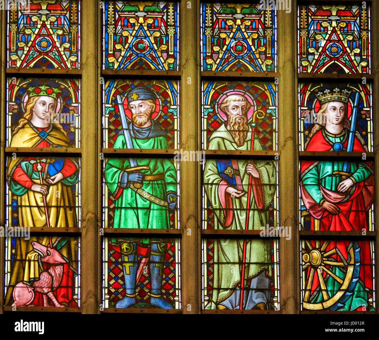 Stained Glass window depicting Catholic Saints in the Cathedral of ...