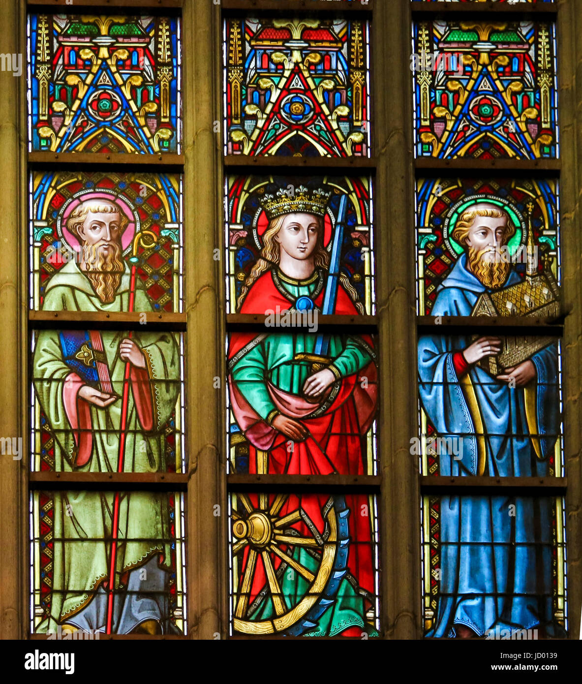 Stained Glass window depicting Catholic Saints in the Cathedral of ...