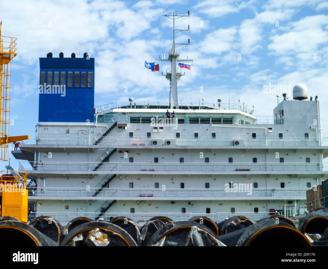 Overview of the deck of a pipe lay vessel. The ship's deck Stock Photo ...