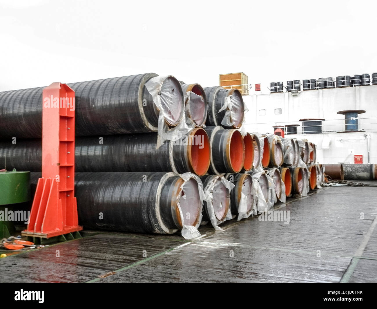 Overview of the deck of a pipe lay vessel. The ship's deck Stock Photo ...