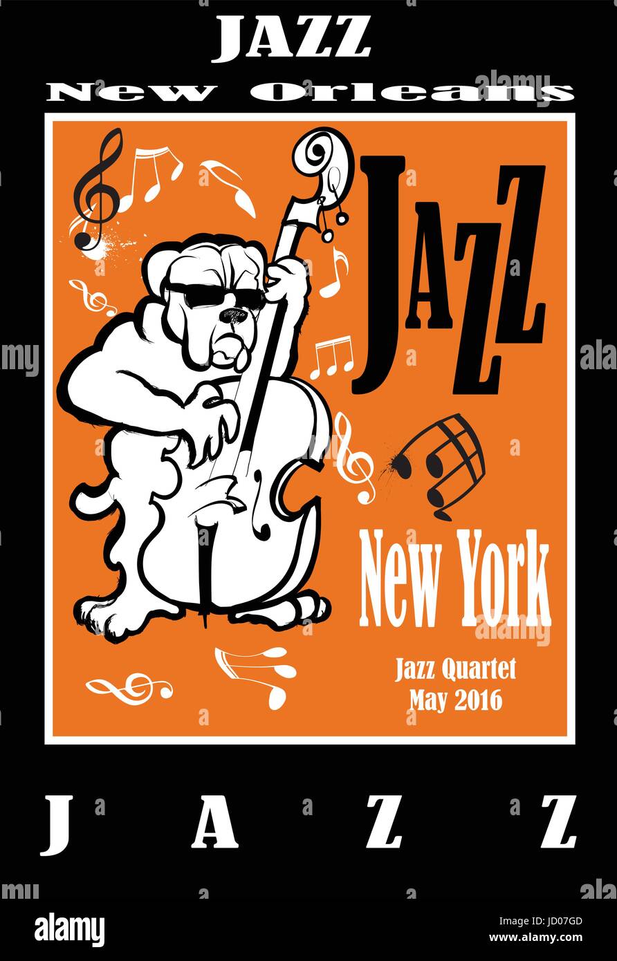 Jazz poster with double bass - Vector illustration Stock Vector Image ...