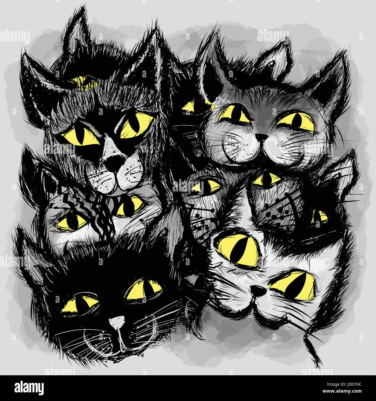 Set of cats in cartoon style - vector illustration Stock Vector Image ...