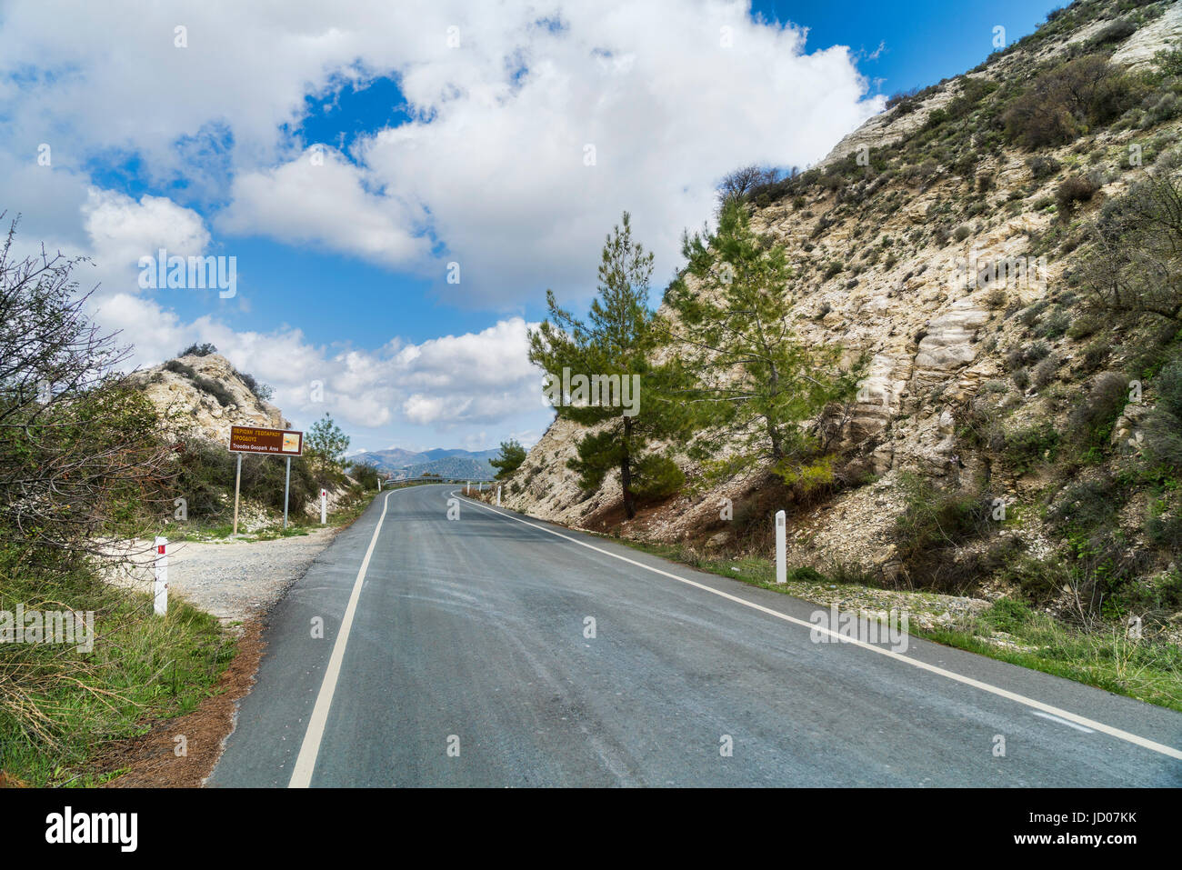 Road through Geopark Area, Troodos Mountains, Limassol district, Paphos ...