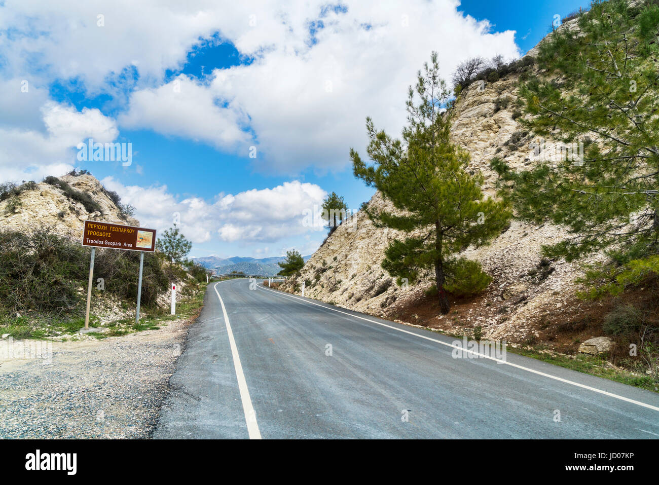 Road through Geopark Area, Troodos Mountains, Limassol district, Paphos ...