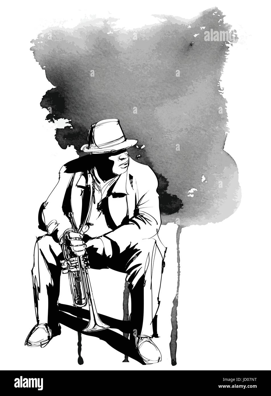 Jazz trumpet player - vector illustration Stock Vector Image & Art - Alamy