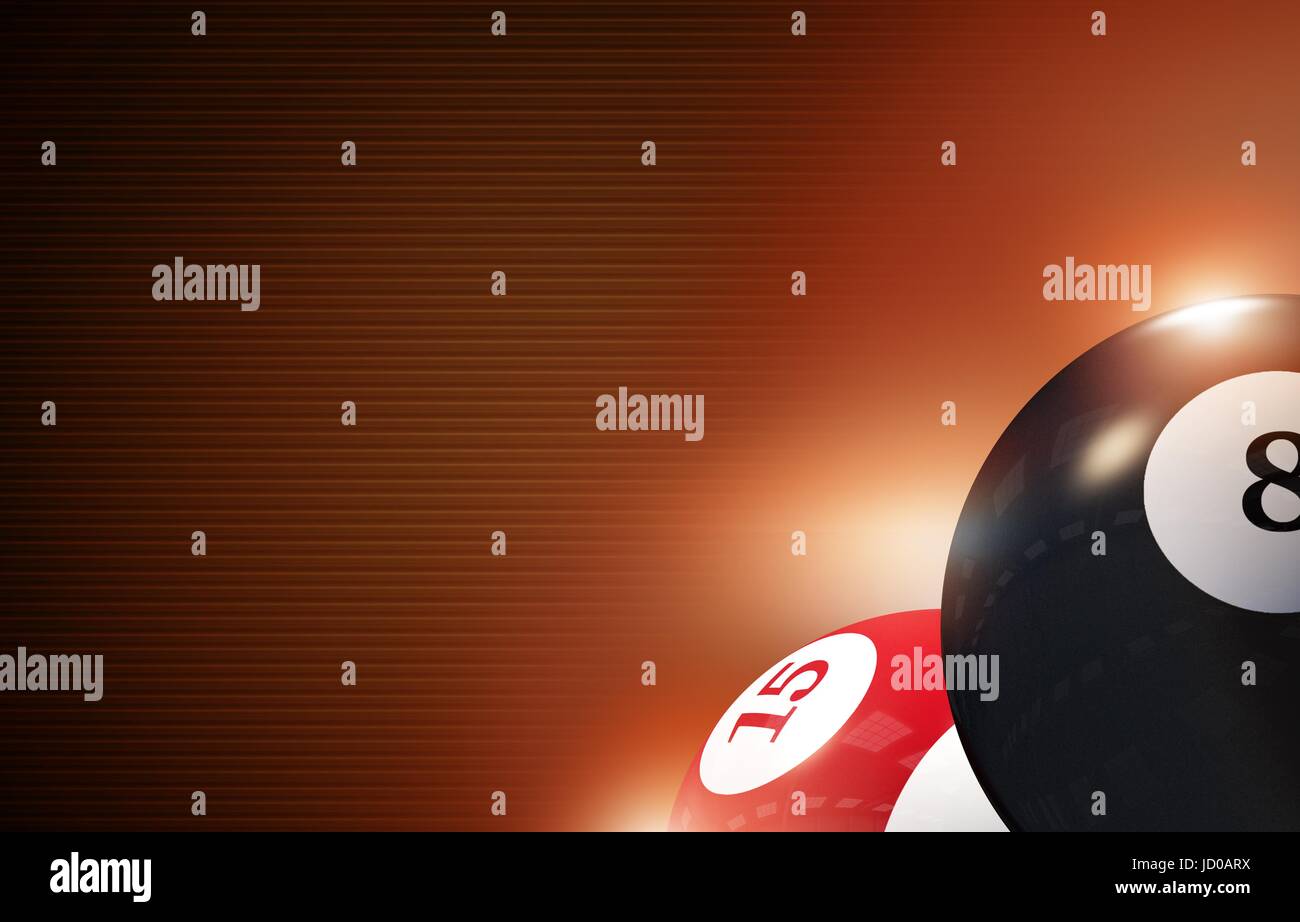Billiard Game Background Concept with 3D Rendered Billiard Balls. Cue ...