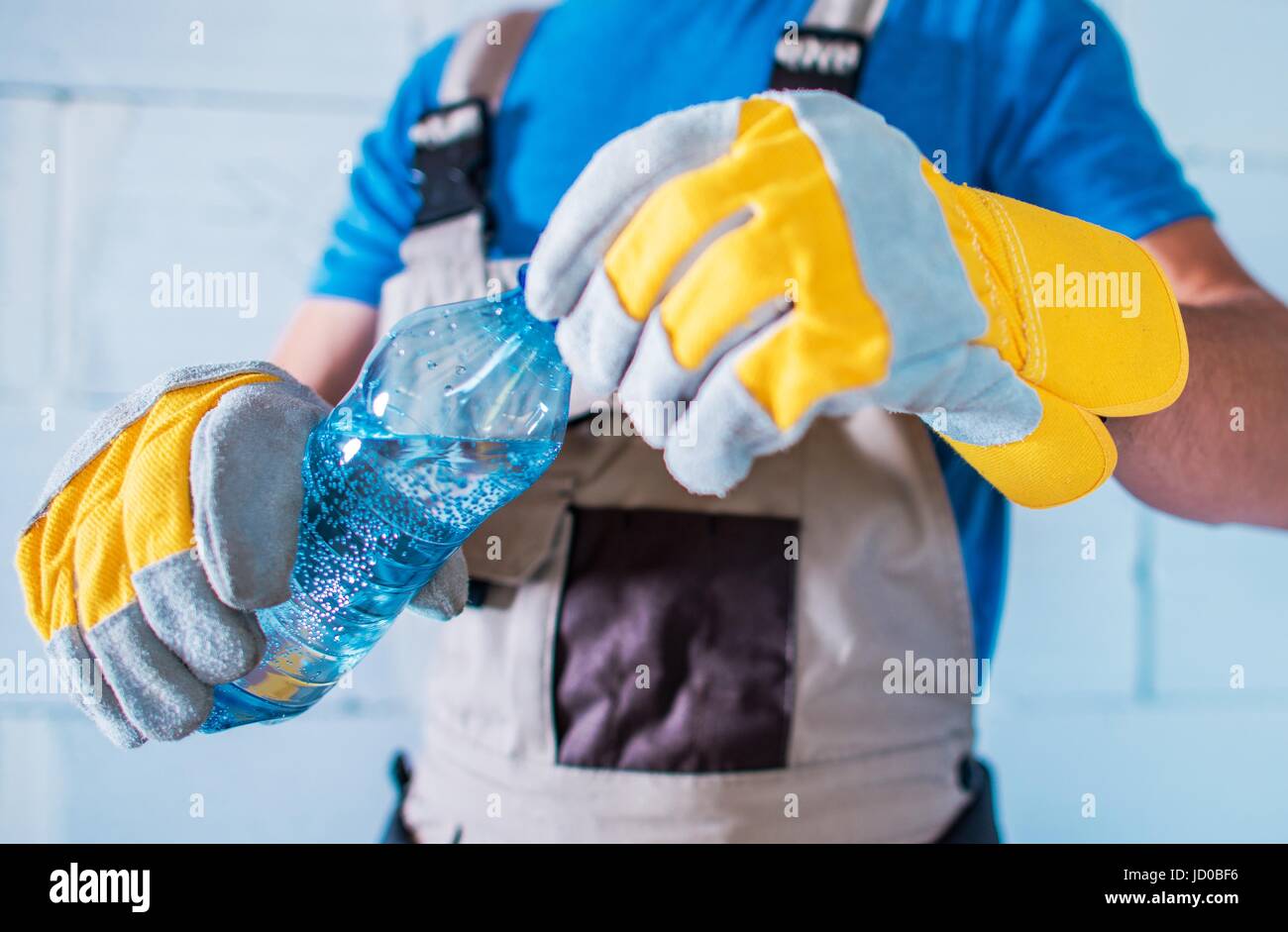 Water Hydrating While Hard Working. Body Hydrating Concept Photo Stock ...