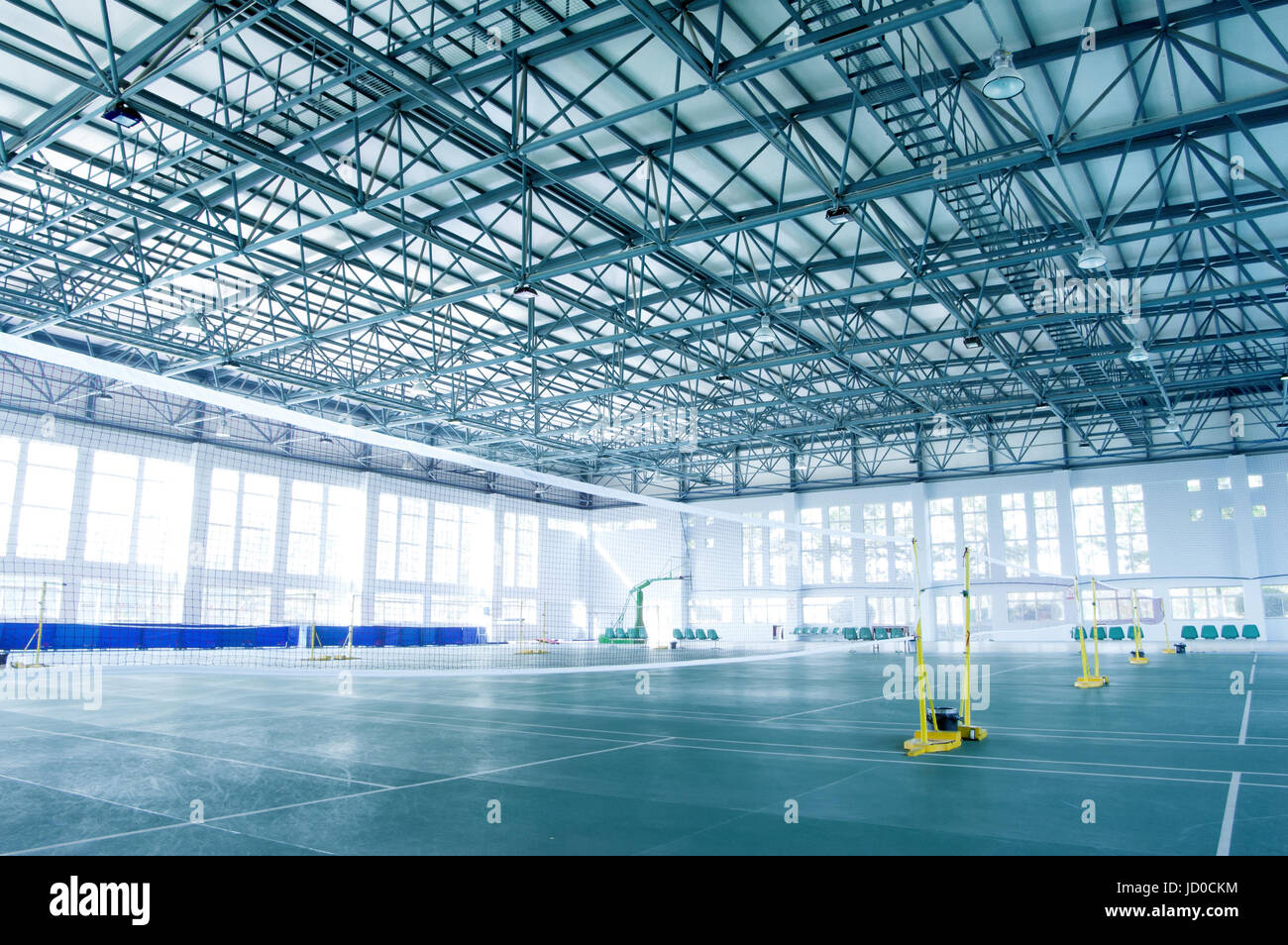 Small gymnasium, fitness areas. Badminton and table tennis Stock Photo ...