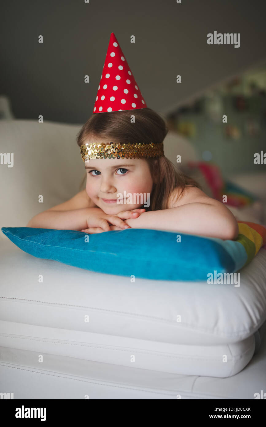 little girl lying and dreaming Stock Photo - Alamy