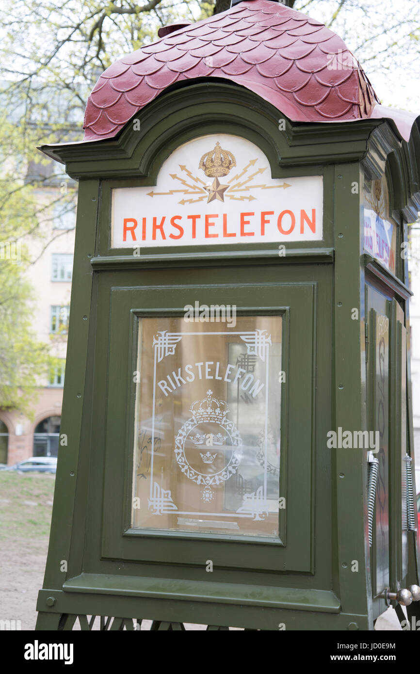 Traditional Telephone Box - Rikstelefon; Old Town, Stockholm; Sweden ...