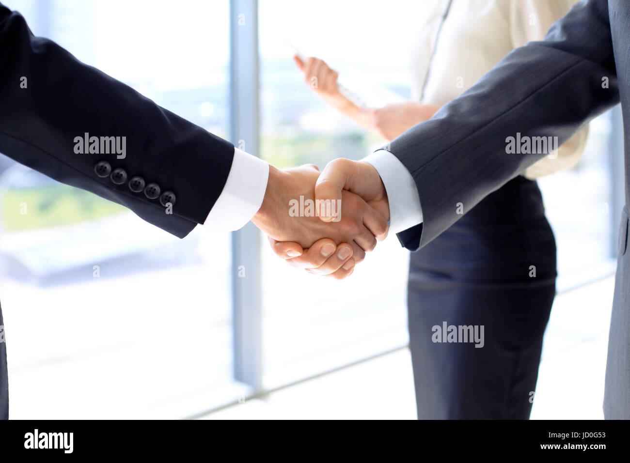 Business handshake in office. Successful communication concept Stock ...