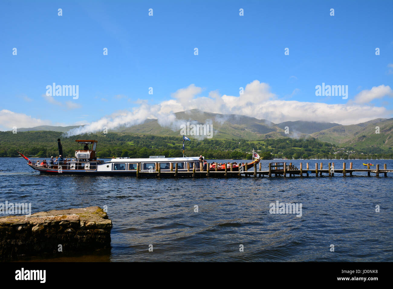 Coniston Water, England. 17 June 2017: The Steam Yacht Gondola ferry ...