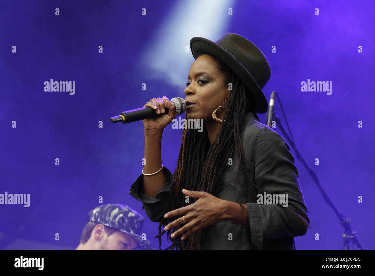 Worms, Germany. 17th June, 2017. US singer Aka Naru performs live on ...
