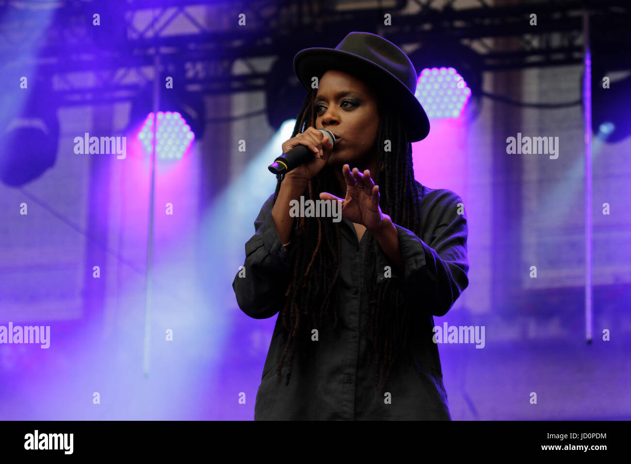 Worms, Germany. 17th June, 2017. US singer Aka Naru performs live on ...