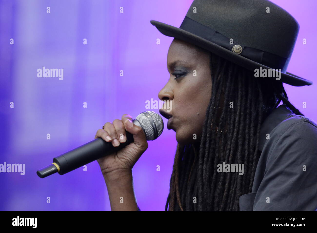 Worms, Germany. 17th June, 2017. US singer Aka Naru performs live on ...