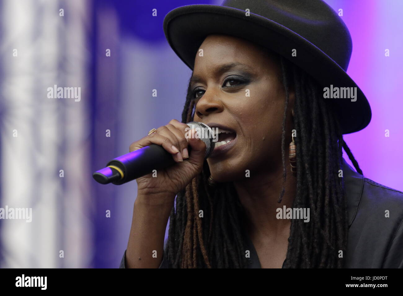 Worms, Germany. 17th June, 2017. US singer Aka Naru performs live on ...