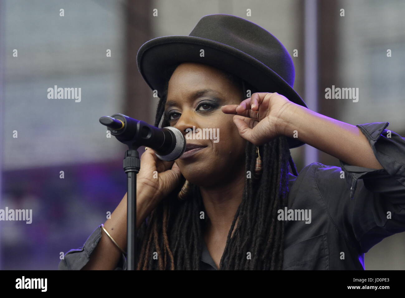 Worms, Germany. 17th June, 2017. US singer Aka Naru performs live on ...