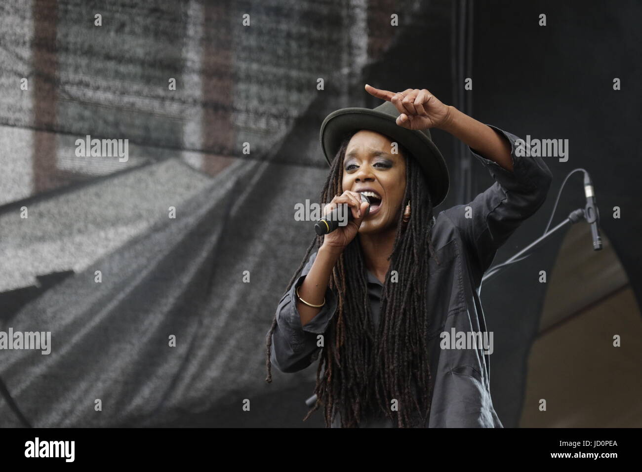 Worms, Germany. 17th June, 2017. US singer Aka Naru performs live on ...