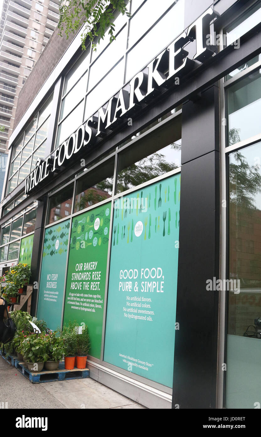 New York, New York, USA. 16th June, 2017. A view of Whole Foods sign ...