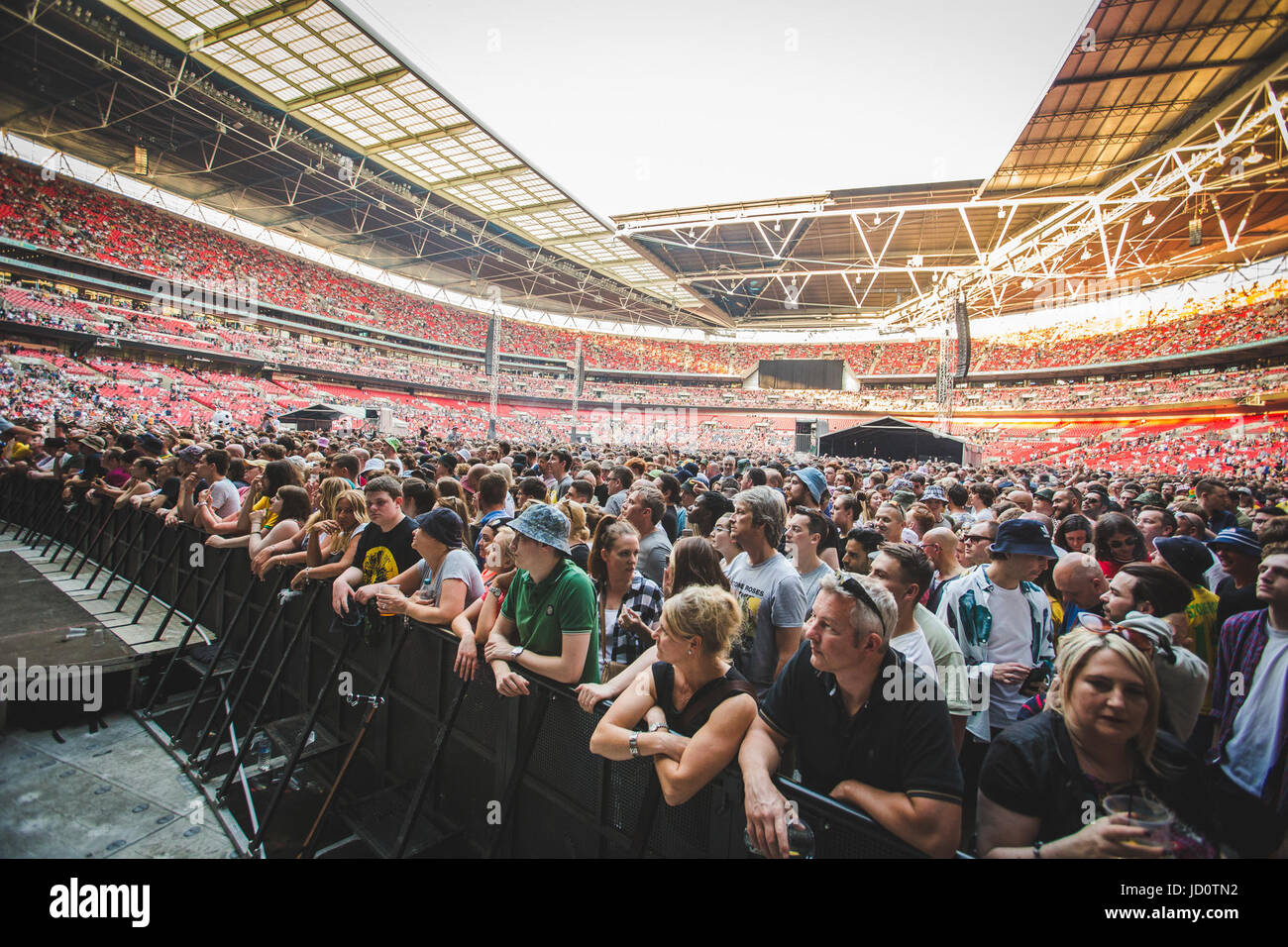 London, UK. 17th June, 2017. Crowd members at The Stone Roses sell out ...