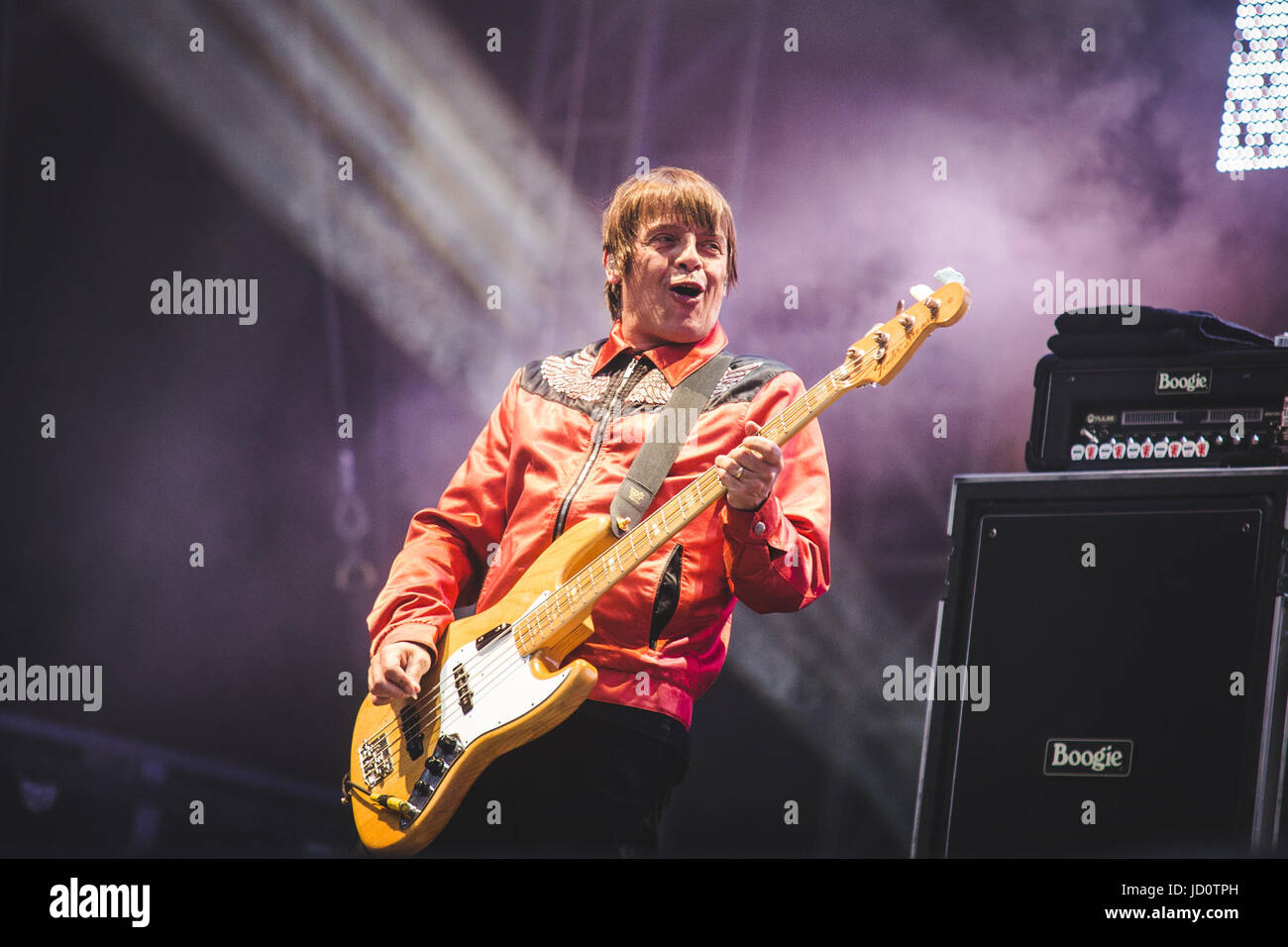 London, UK. 17th June, 2017. Mani of The Stone Roses performing a sell ...