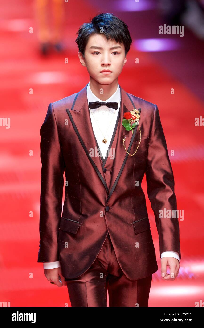 Milan, Italy. 17th June, 2017. Chinese singer Karry Wang walks the ...