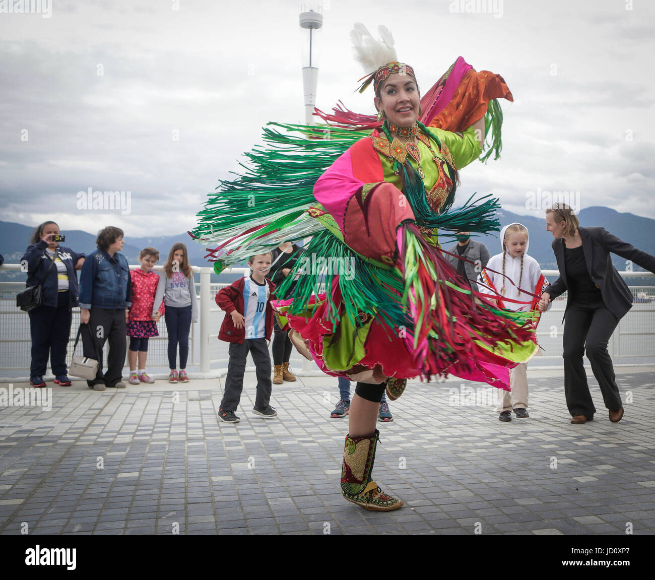 Vancouver, Canada. 17th June, 2017. A dancer performs a traditional ...
