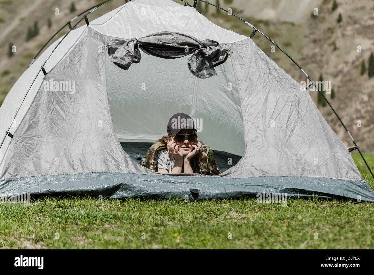 Looking out of a tent hi-res stock photography and images - Alamy