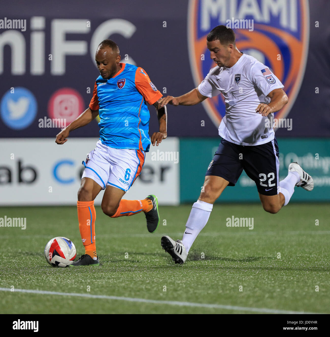 Miami, Florida, USA. 17th June, 2017. Miami FC midfielder Ariel Pedro ...