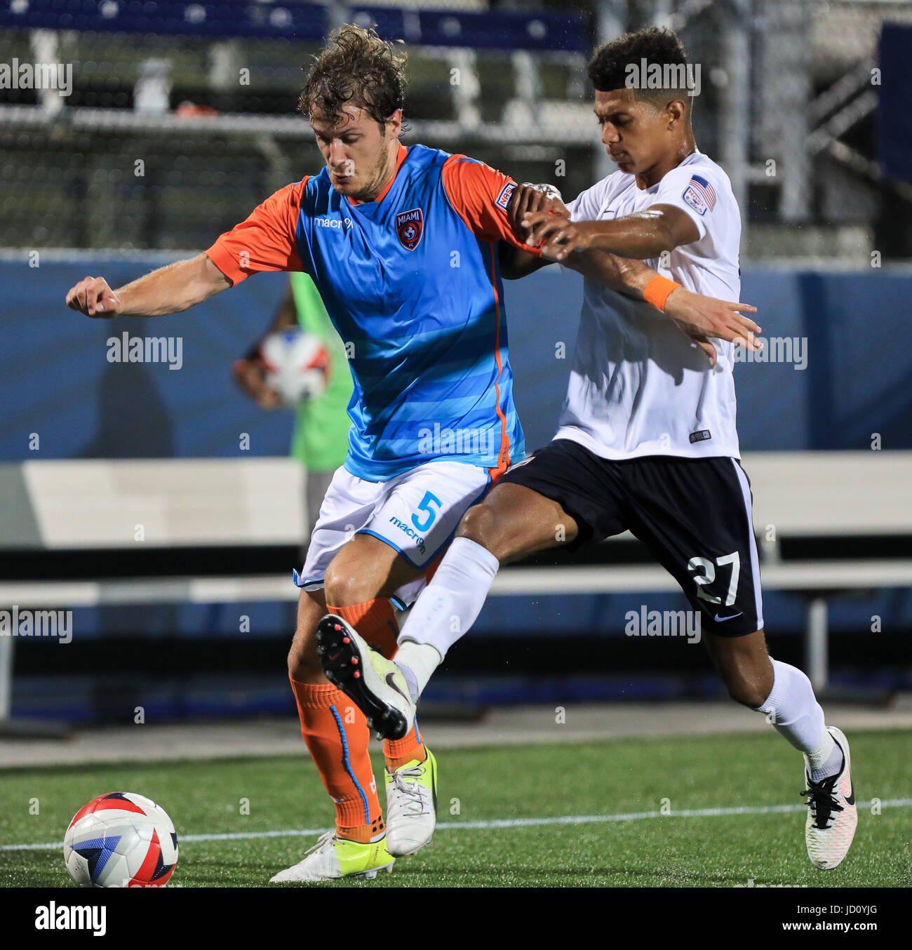 Miami, Florida, USA. 17th June, 2017. Miami FC defender Mason Trafford ...