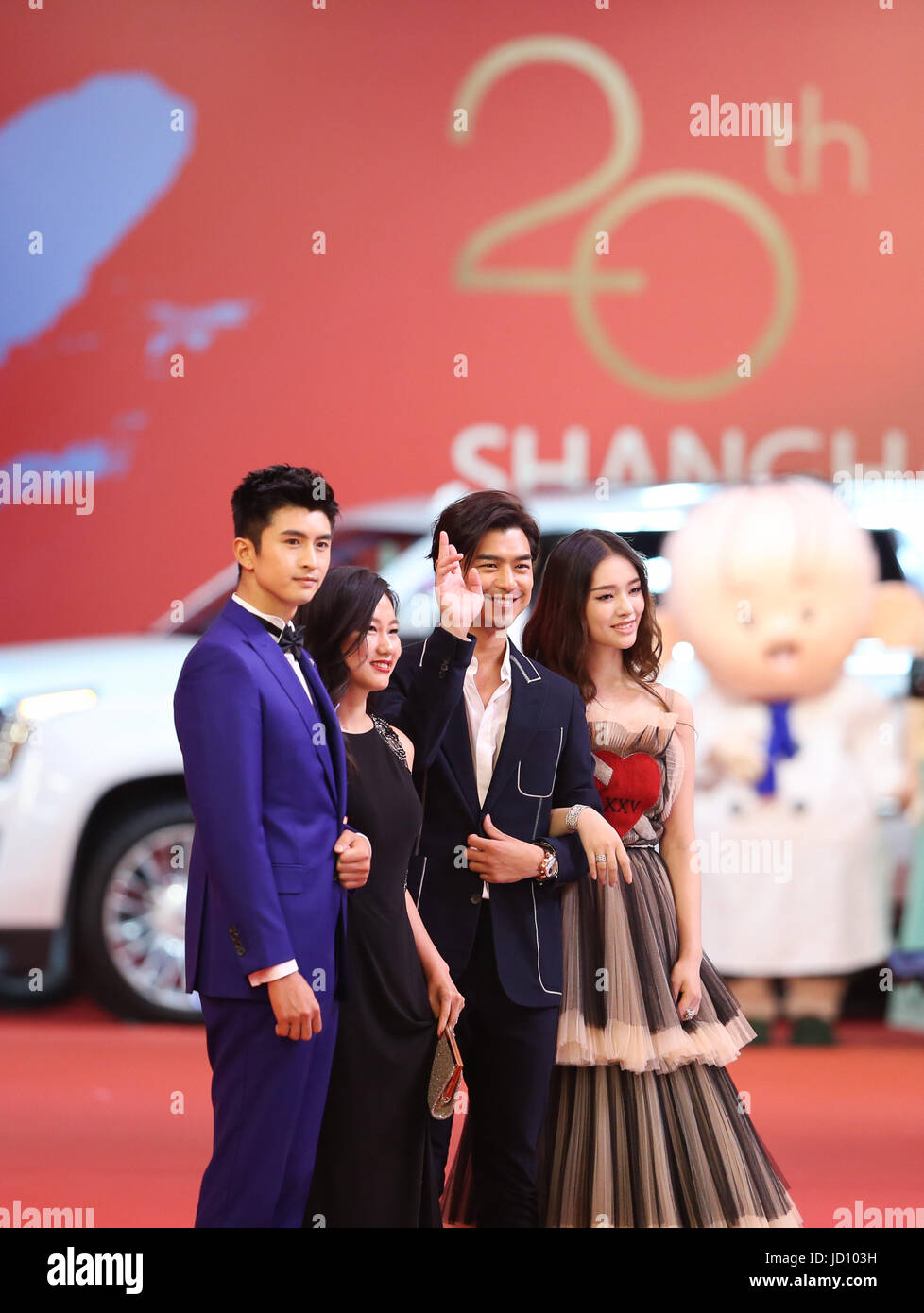 Shanghai, China. 17th June, 2017. Actor Chen Bo-Lin (2nd R) and actress ...