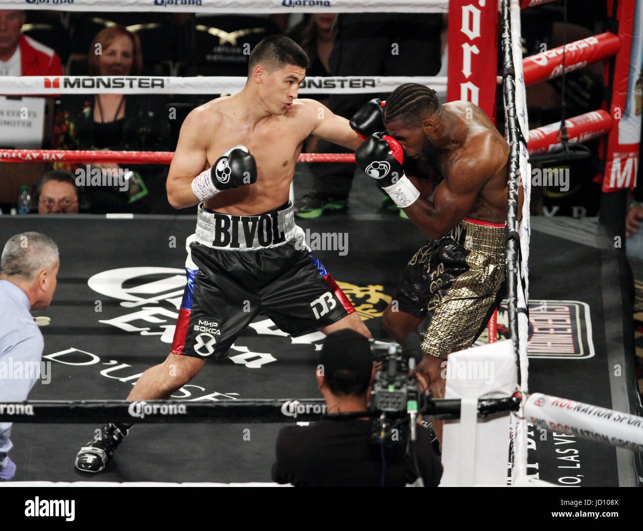 Las Vegas, Nevada, USA. 18th June, 2017. Boxer Dmitry Bivol stops ...