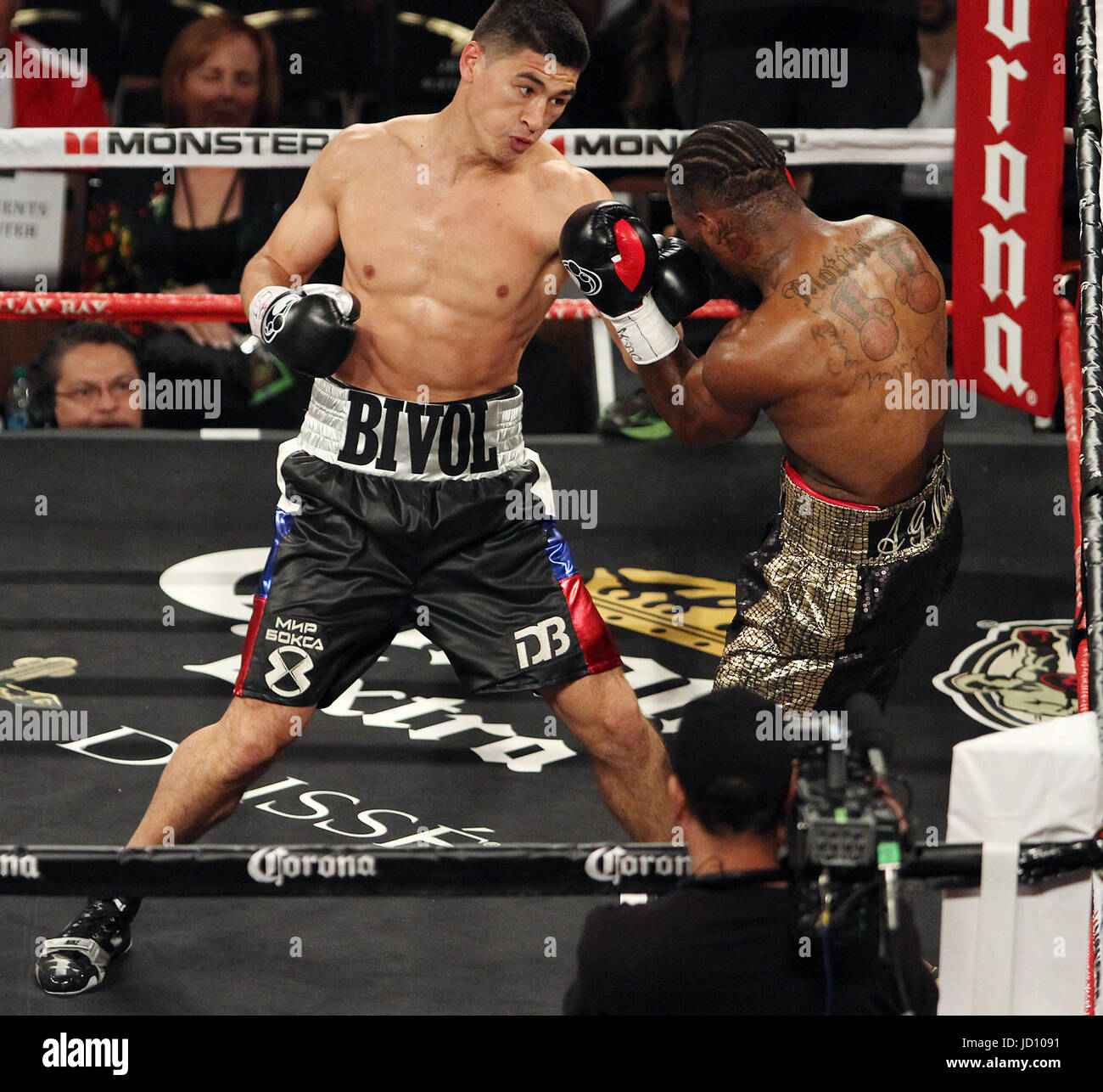 Las Vegas, Nevada, USA. 18th June, 2017. Boxer Dmitry Bivol stops ...