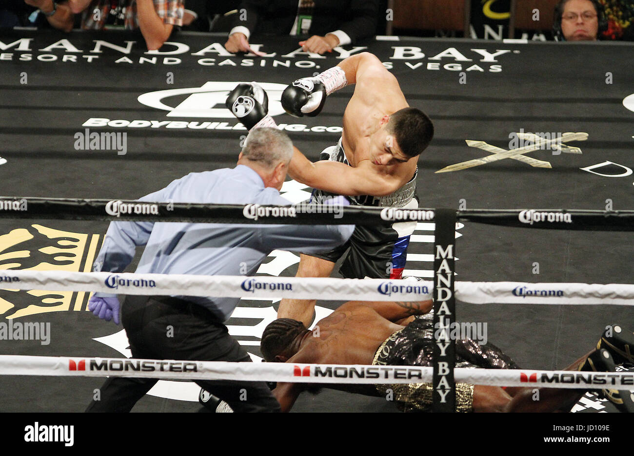 Las Vegas, Nevada, USA. 18th June, 2017. Boxer Dmitry Bivol stops ...