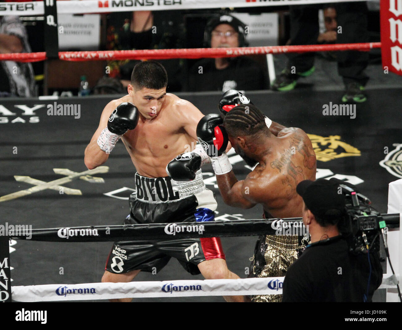 Las Vegas, Nevada, USA. 18th June, 2017. Boxer Dmitry Bivol stops ...