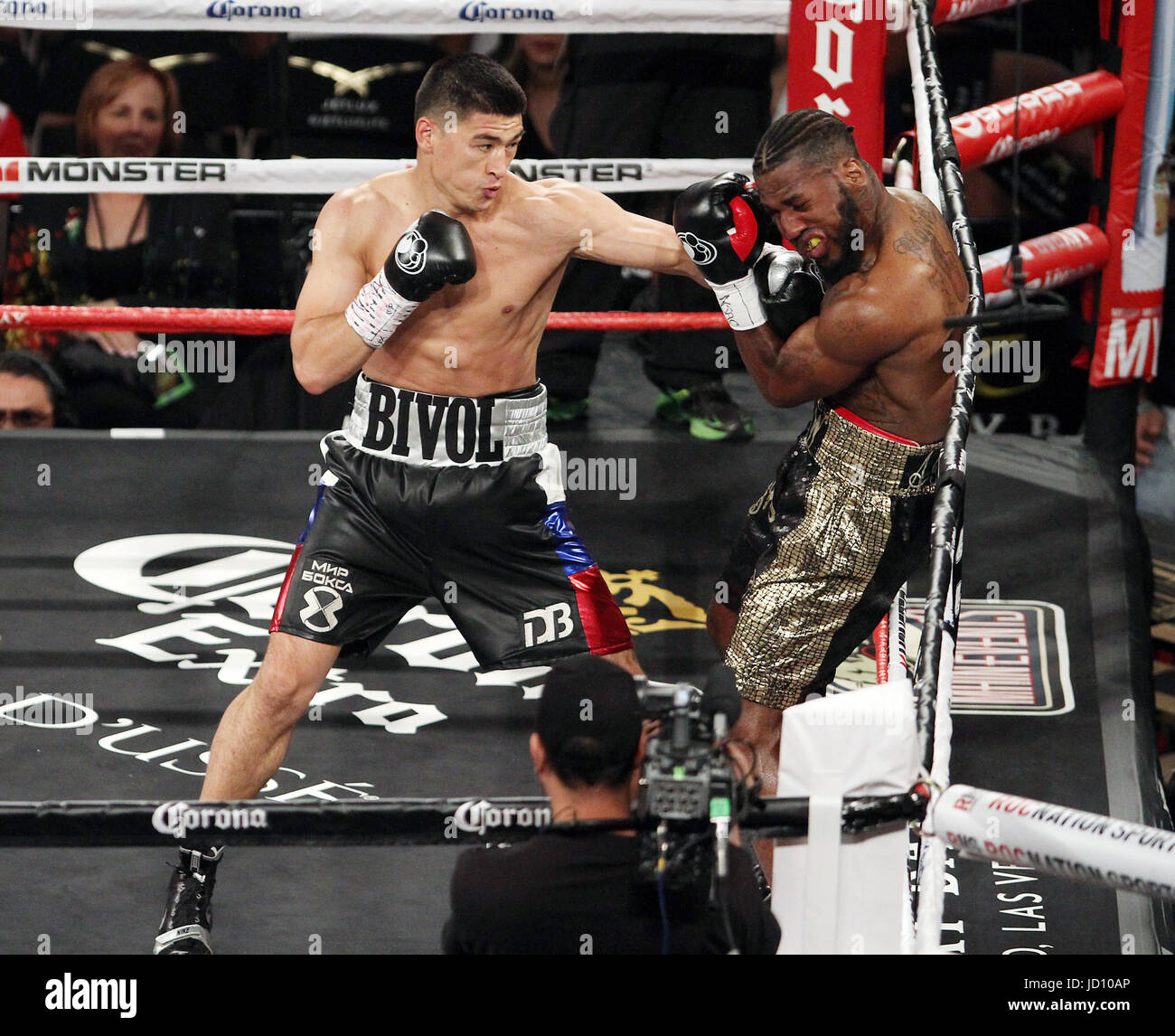Las Vegas, Nevada, USA. 18th June, 2017. Boxer Dmitry Bivol stops ...