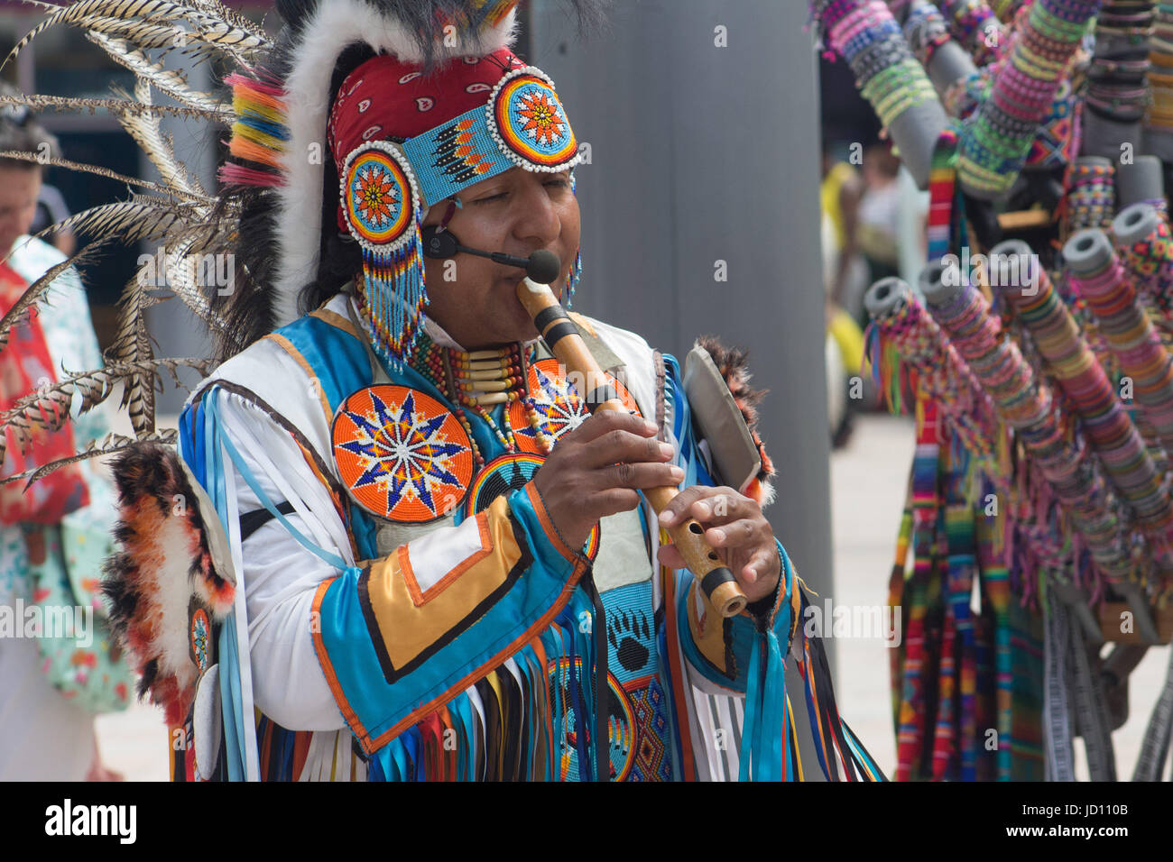 A live performance in Hull City Center during Refugee Week Stock Photo ...