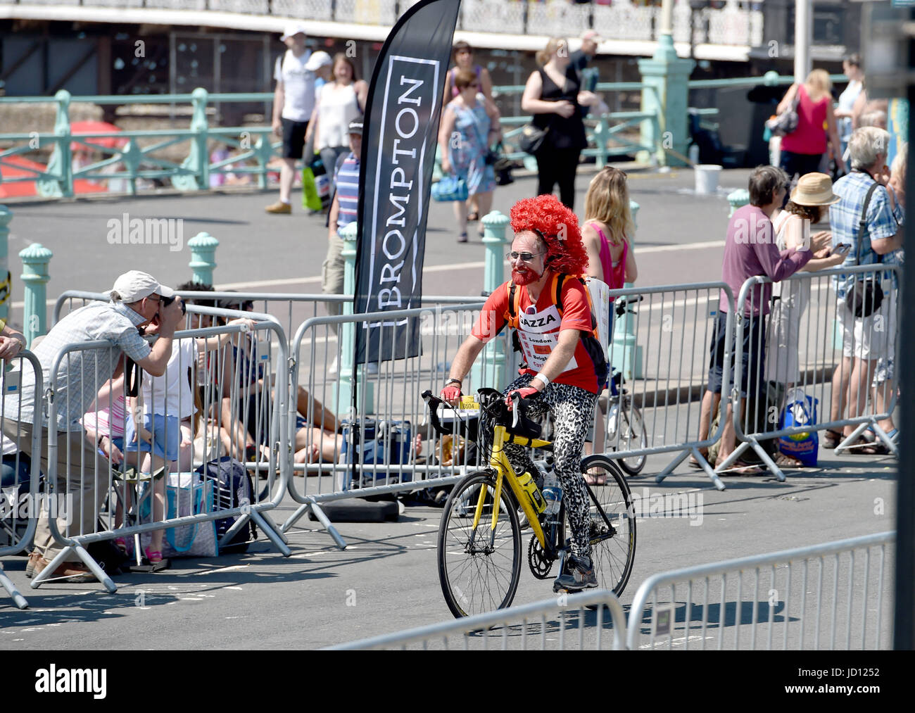 Brighton, UK. 18th June, 2017. Cyclists near the finishing line in ...