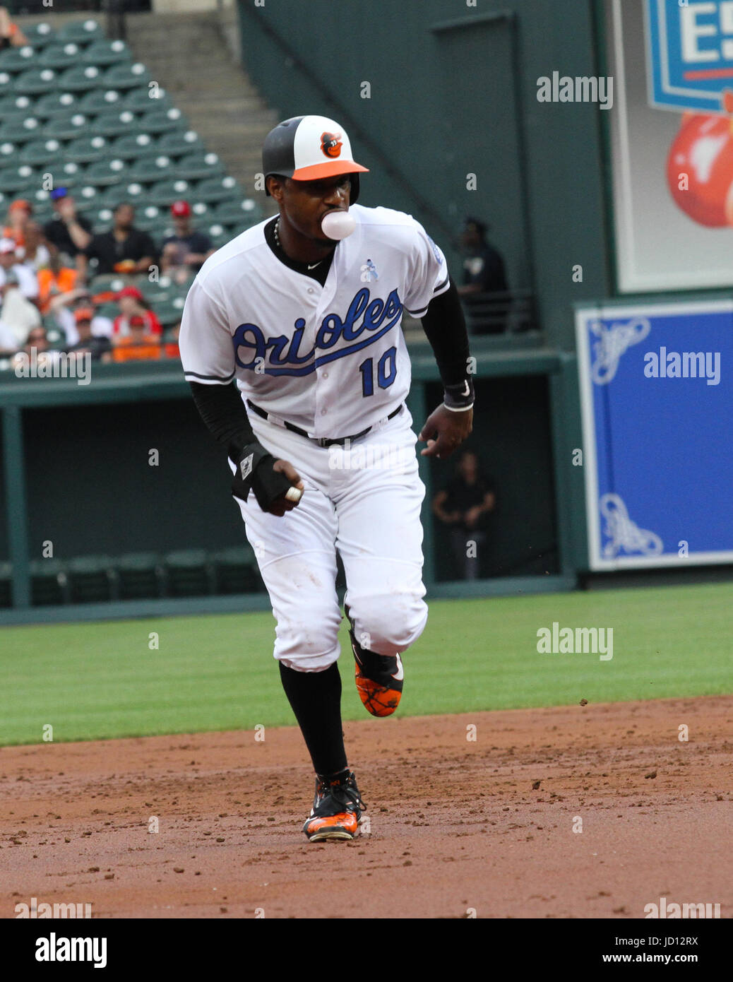 Baltimore, MD, USA. 17th June, 2017. Baltimore Orioles center fielder ...