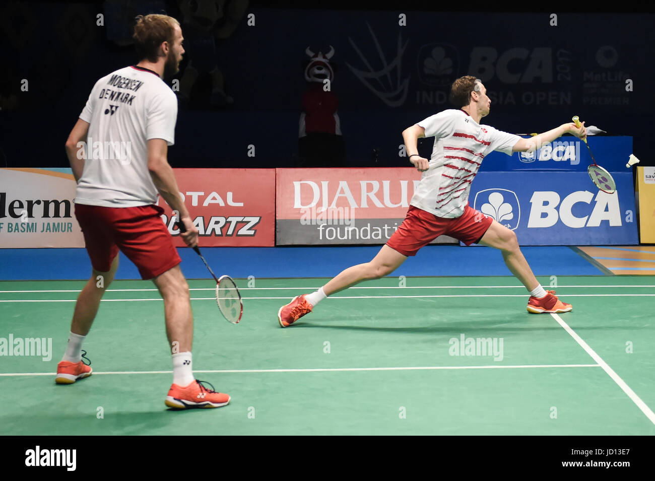 Jakarta, Indonesia. 18th June, 2017. Mathias Boe (R) and Carsten ...