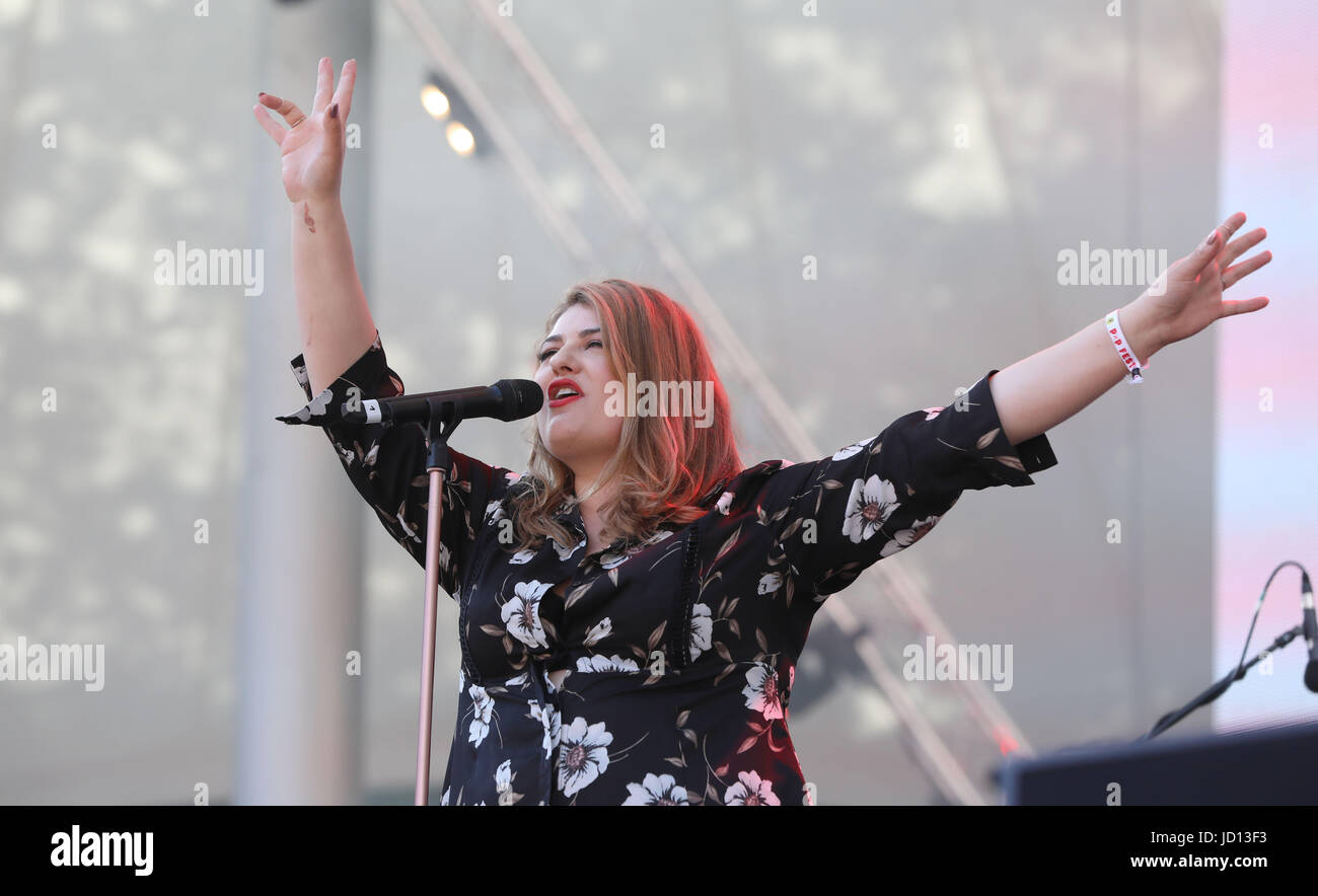 Berlin, Germany. 18th June, 2017. Singer Alina standing on stage during ...