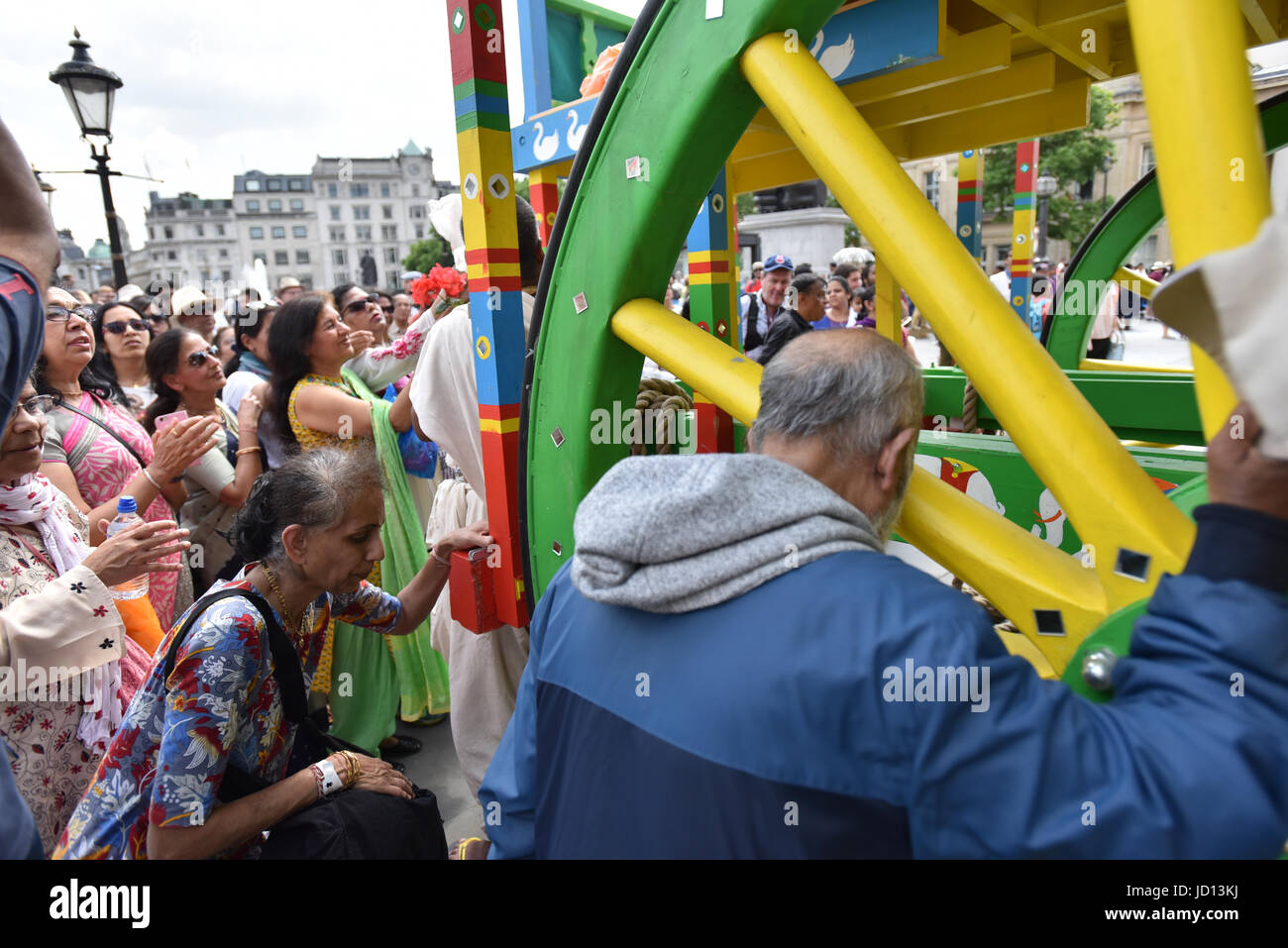 London, UK. 18th June 2017. The Hare Krishna London Rathayatra chariots ...