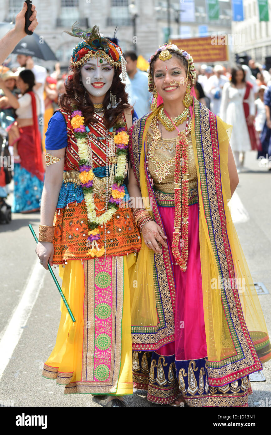 London, UK. 18th June 2017. The Hare Krishna London Rathayatra chariots ...