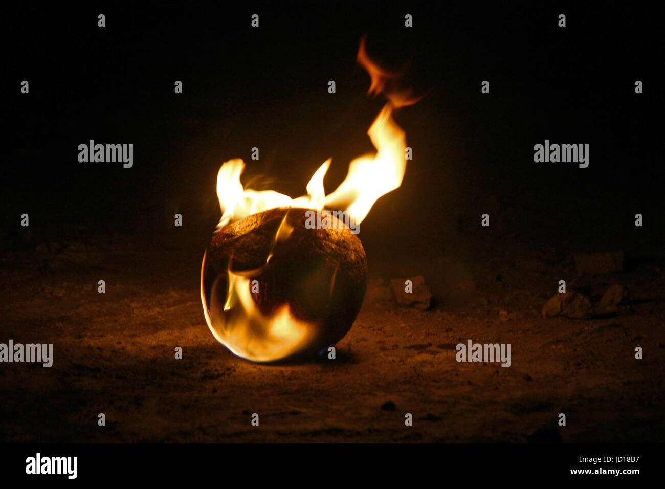 Surabaya, Indonesia. 17th June, 2017. Sepak bola api, or the fireball ...