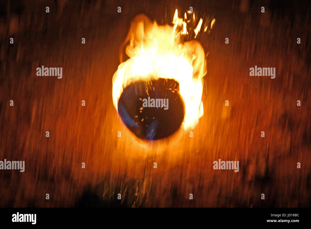 Surabaya, Indonesia. 17th June, 2017. Sepak bola api, or the fireball ...