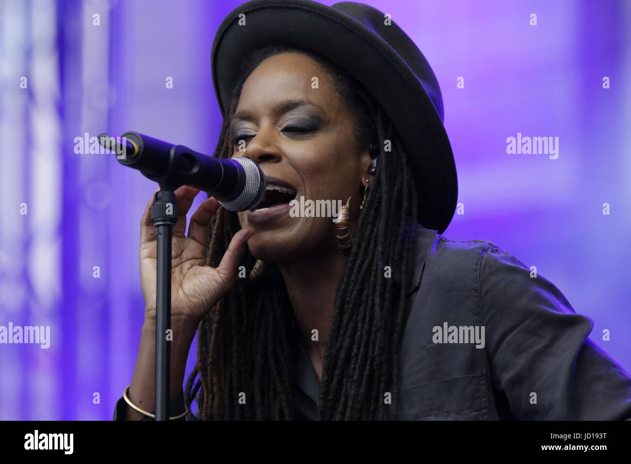 US singer Aka Naru performs live on stage at the 2017 Jazz and Joy ...