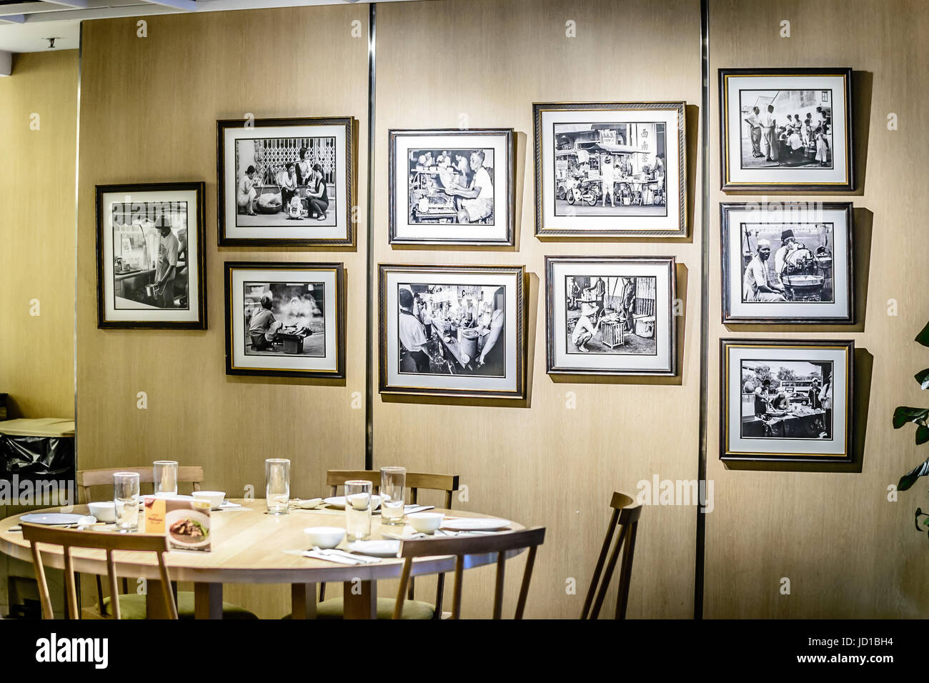 beautiful restaurant and its tables and chairs photo frames on walls ...