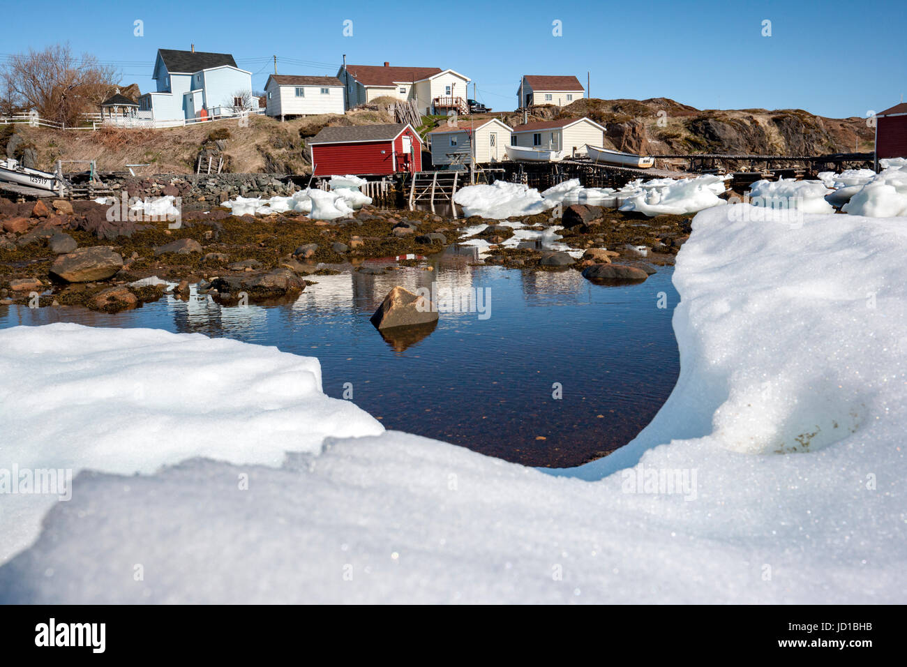 Colorful Fishing Stages and buildings in Durrell, Twillingate ...